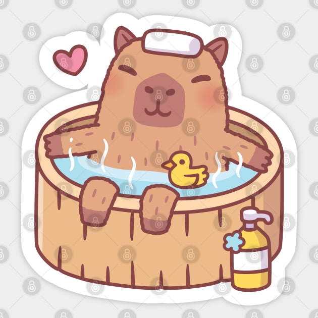 Cute Capybara and Ducky Relaxing in Hot Bath - Cute Capybara - Sticker ... Cute Capybara and Ducky Relaxing in Hot Bath - Cute Capybara - Sticker ...
